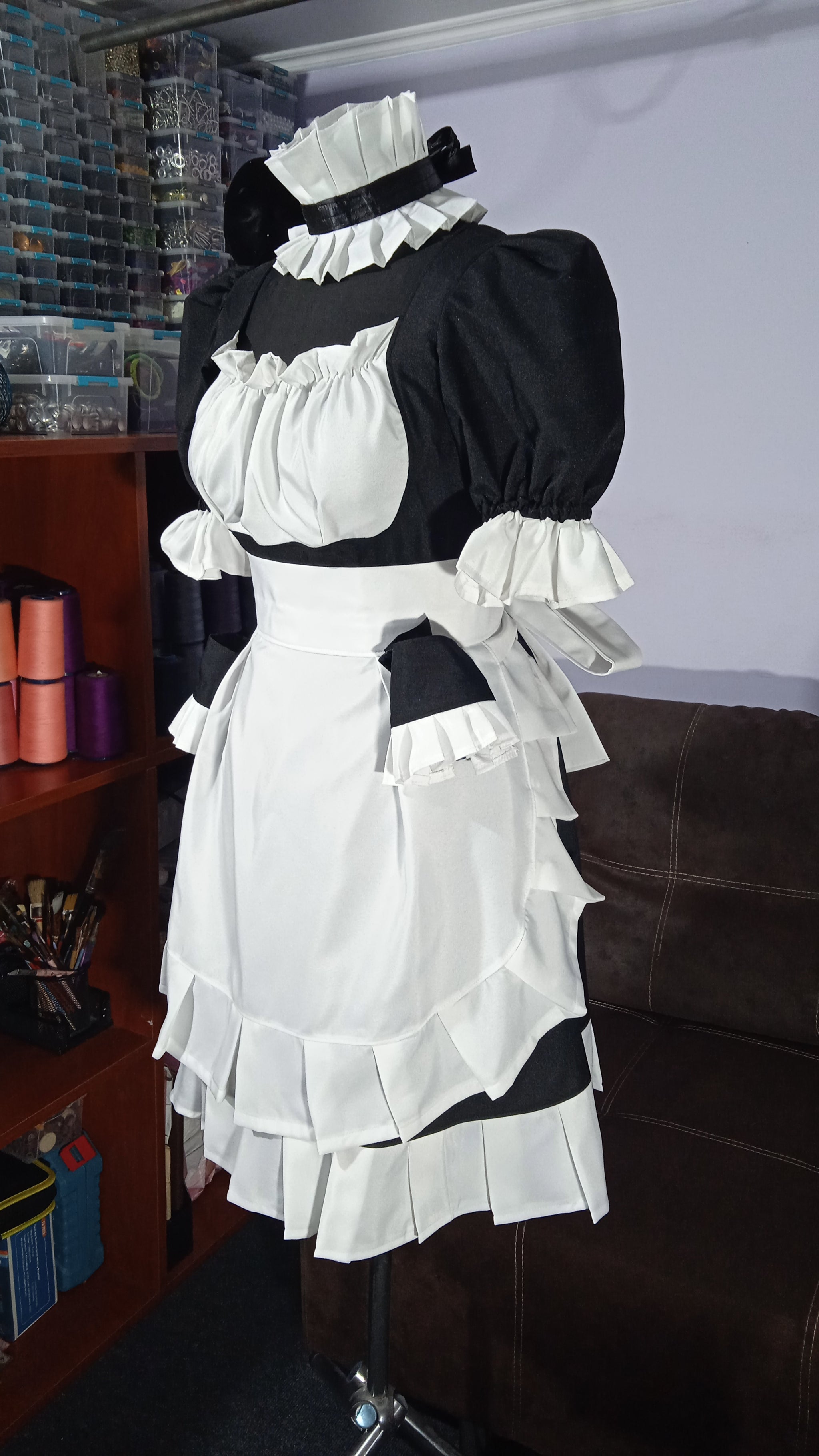 Custom made Maid dress / hand made / maid cosplay / black - white dres ...